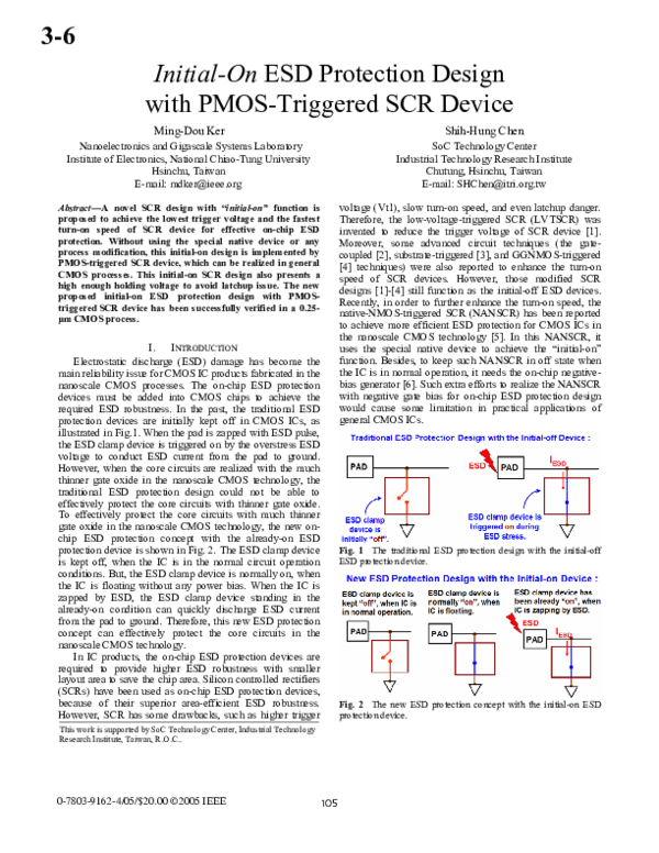 (PDF) Initial-On ESD Protection Design with PMOS-Triggered SCR Device