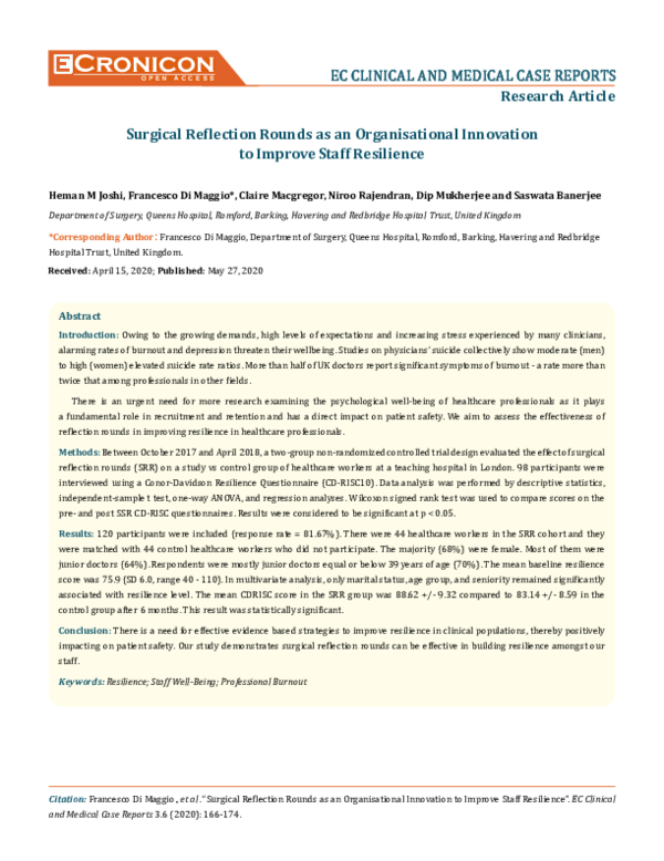 (PDF) Surgical Reflection Rounds as an Organisational Innovationto ...