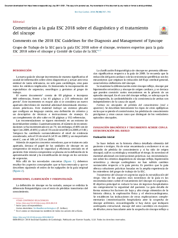 (PDF) Comments on the 2018 ESC Guidelines for the Diagnosis and ...