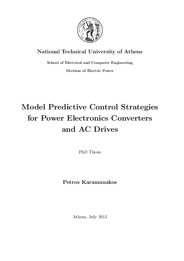 (PDF) Division of Electric Power Model Predictive Control Strategies ...