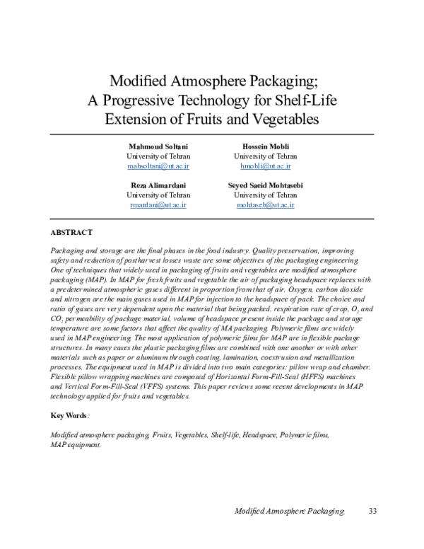 (PDF) Modified Atmosphere Packaging 33 Modified Atmosphere Packaging ...