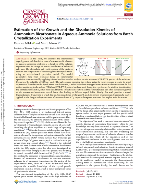 (PDF) Estimation of the Growth and the Dissolution Kinetics of Ammonium Bicarbonate in Aqueous ...