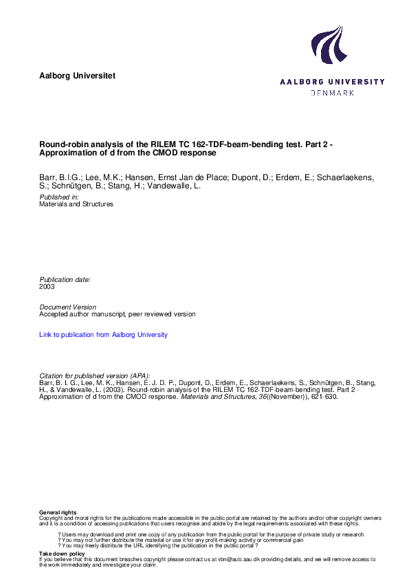 (PDF) Round-robin analysis of the RILEM TC 162TDF beam-bending test ...