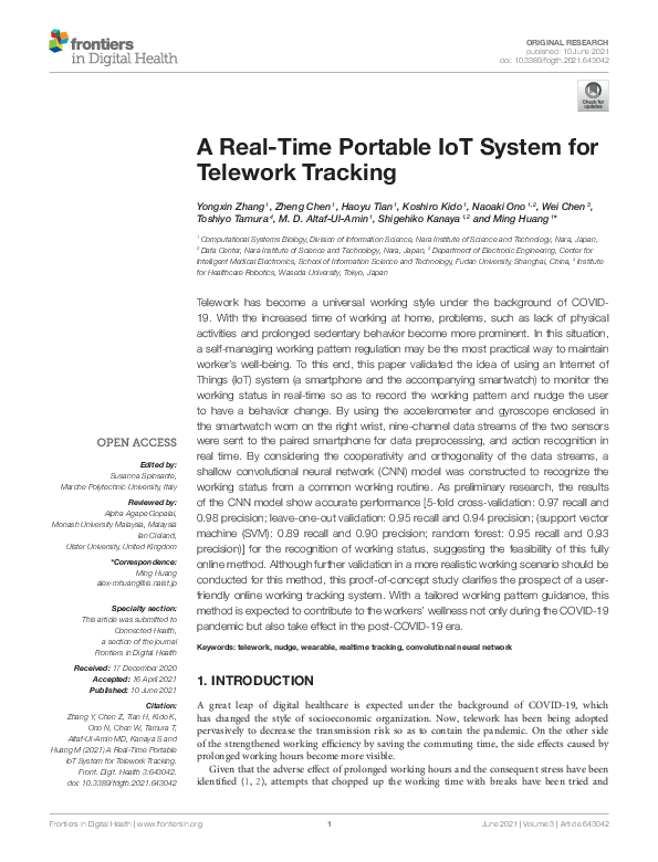 (PDF) IoT System for Real-Time Telework Monitoring