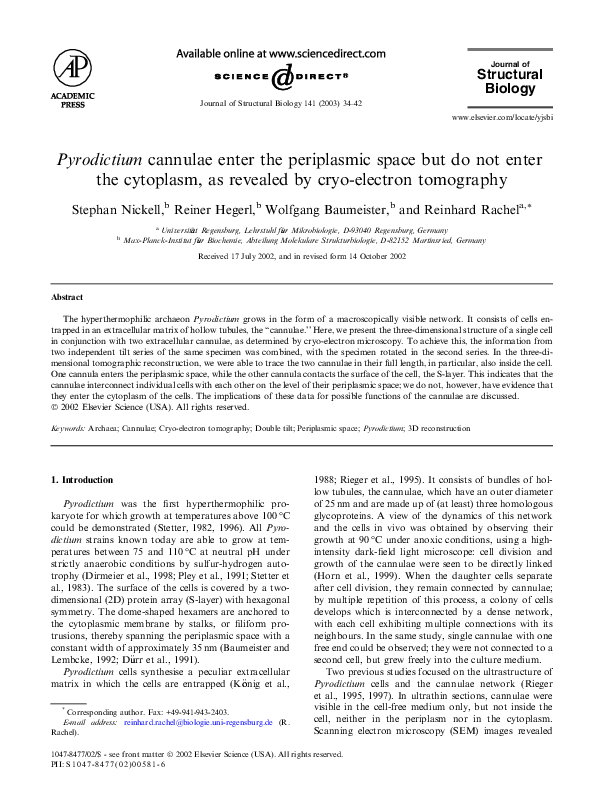 (PDF) Pyrodictium cannulae enter the periplasmic space but do not enter ...