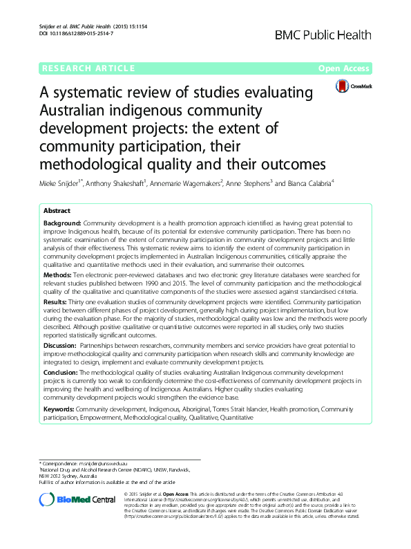 (PDF) A systematic review of studies evaluating Australian indigenous ...