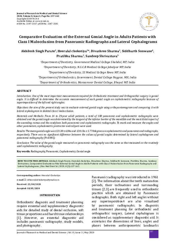 (PDF) Comparative Evaluation of the External Gonial Angle in Adults ...