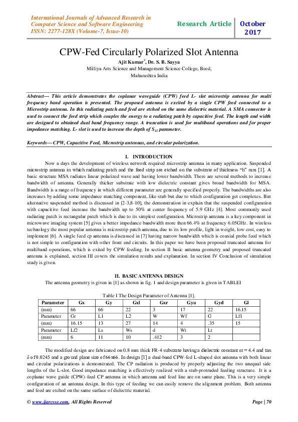 (PDF) CPW-Fed Circularly Polarized Slot Antenna