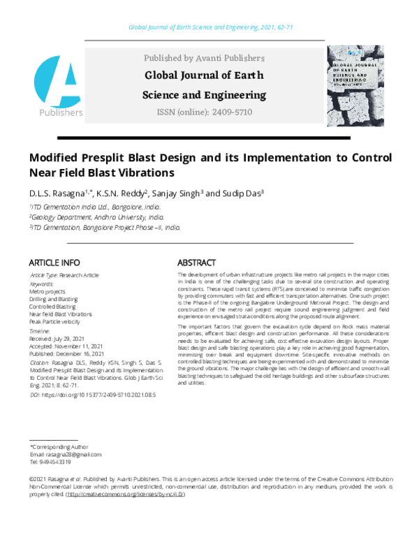 (PDF) Modified Presplit Blast Design and its Implementation to Control ...