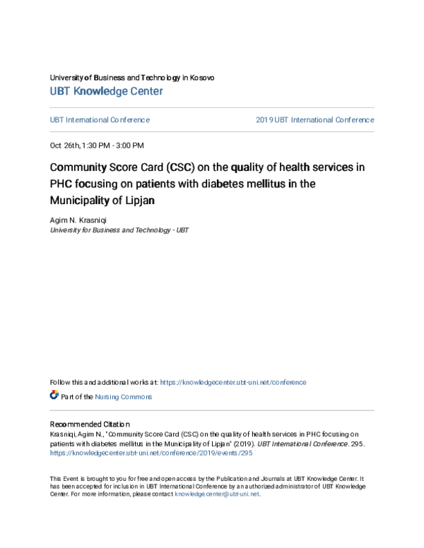 (PDF) Community Score Card (CSC) on the quality of health services in ...