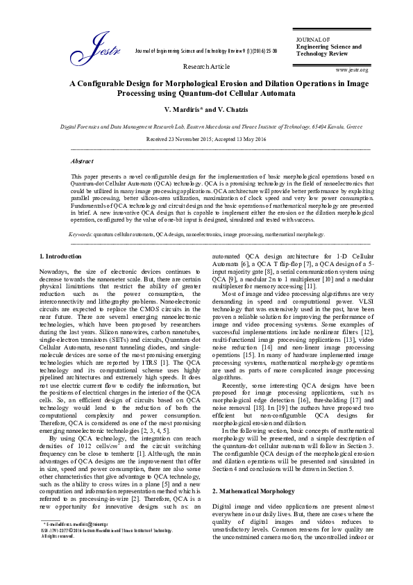 (PDF) A Configurable Design for Morphological Erosion and Dilation Operations in Image ...