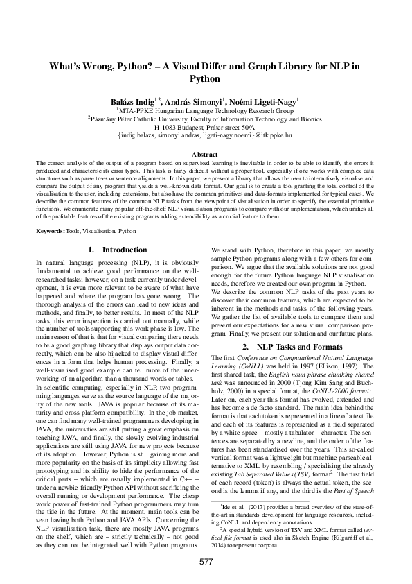 (PDF) What's Wrong, Python? - A Visual Differ and Graph Library for NLP ...