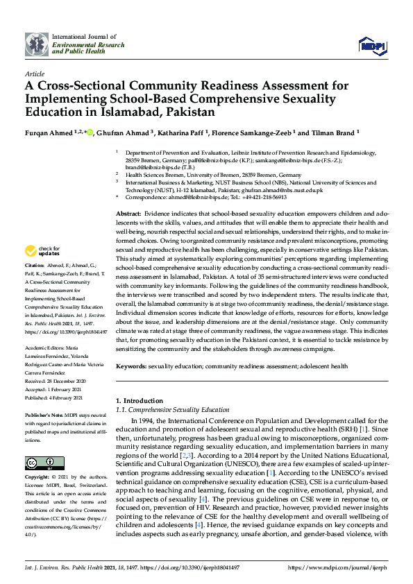 (PDF) A Cross-Sectional Community Readiness Assessment for Implementing ...