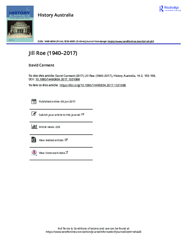 (PDF) Jill Roe (1940–2017)