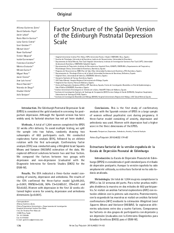 (PDF) Factor Structure of the Spanish Version of the Edinburgh ...