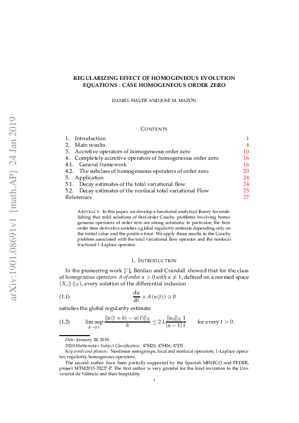 (PDF) Regularizing effect of homogeneous evolution equations: case ...