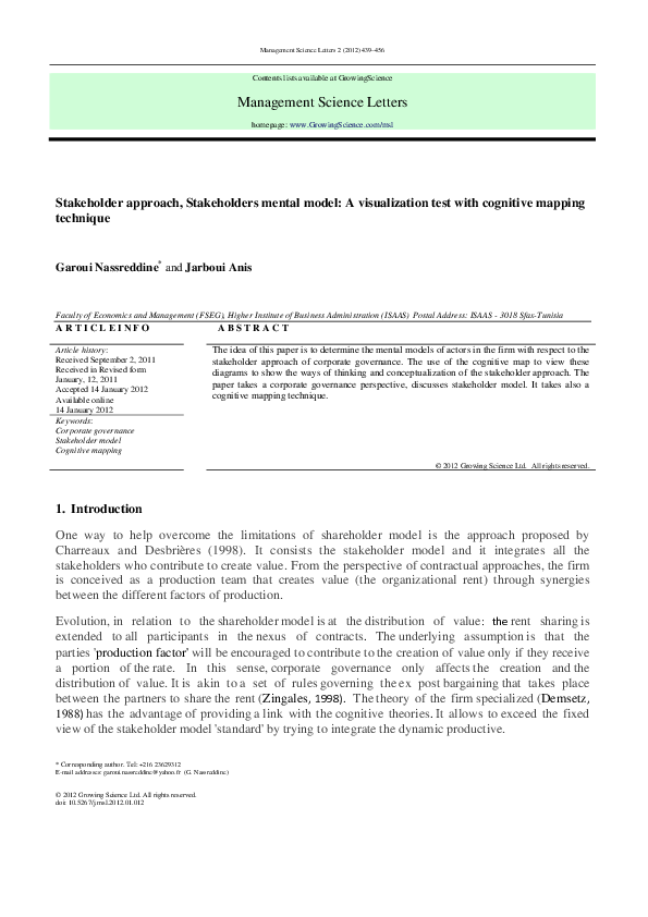 (PDF) Stakeholder approach, Stakeholders mental model: A visualization ...