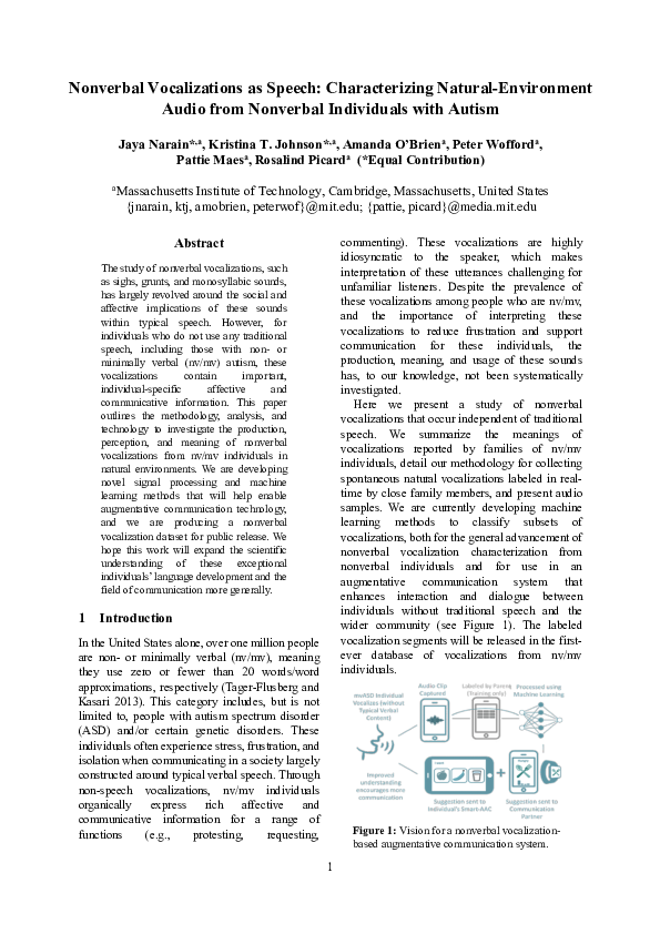 (PDF) Nonverbal Vocalizations as Speech: Characterizing Natural ...