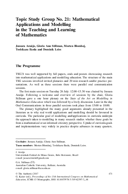 (PDF) Topic Study Group No. 21: Mathematical Applications and Modelling ...