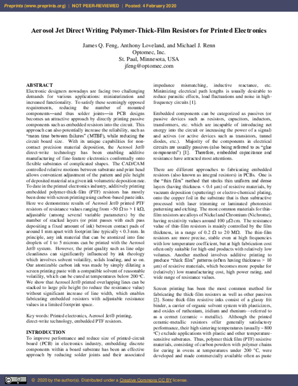 (PDF) Aerosol Jet Direct Writing Polymer-Thick-Film Resistors for ...