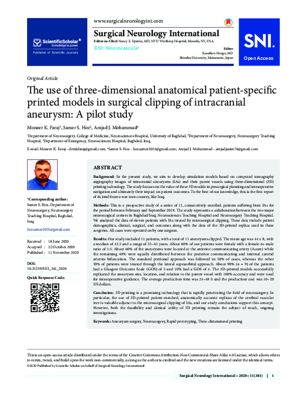 (PDF) The use of three-dimensional anatomical patient-specific printed ...