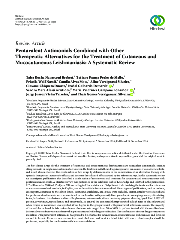 (PDF) Pentavalent Antimonials Combined with Other Therapeutic ...