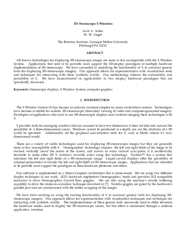 (PDF) 3D-Stereoscopic X Windows