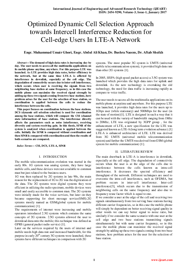 (PDF) Optimized Dynamic Cell Selection Approach towards Intercell ...