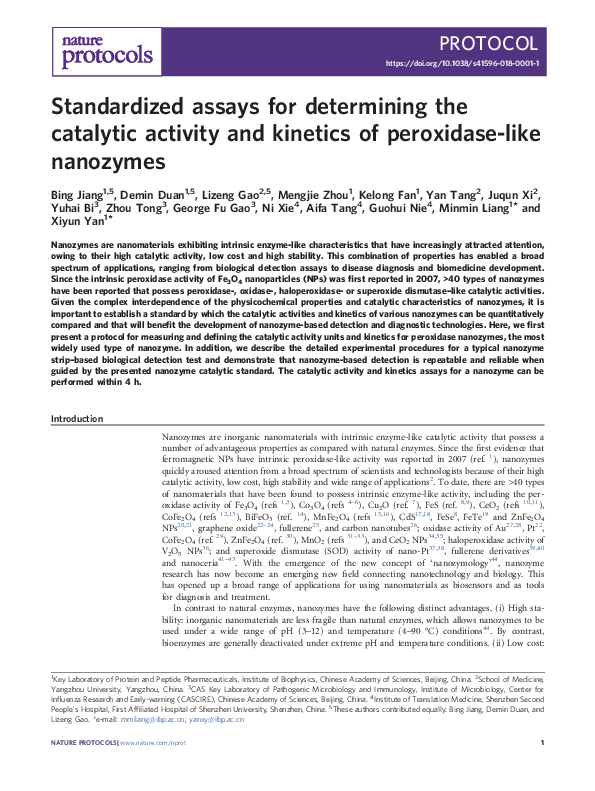 (PDF) Standardized assays for determining the catalytic activity and ...