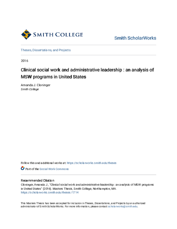 (PDF) Clinical social work and administrative leadership : an analysis ...