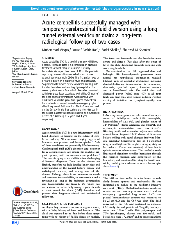 (PDF) External ventricular drain placement causing upgaze palsy: Case ...