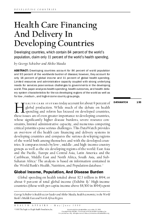 (PDF) Health care financing and delivery in developing countries