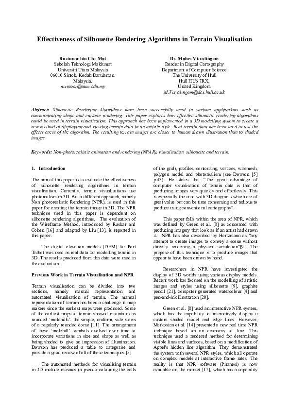 (PDF) Effectiveness of silhouette rendering algorithms in terrain visualisation
