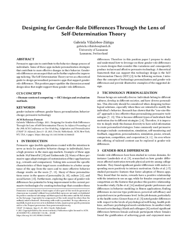 (PDF) Designing for Gender-Role Differences Through the Lens of Self ...