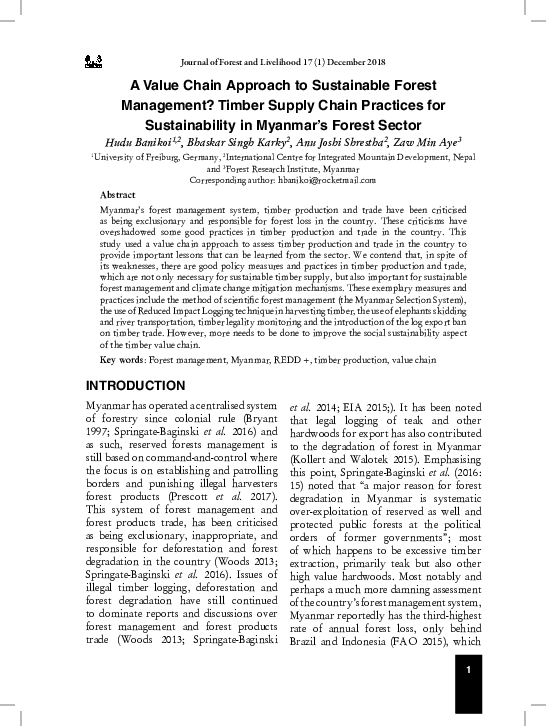 (PDF) A Value Chain Approach to Sustainable Forest Management? Timber ...