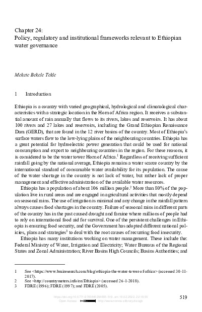 (PDF) Chapter 24: Policy, regulatory and institutional frameworks relevant to Ethiopian water ...