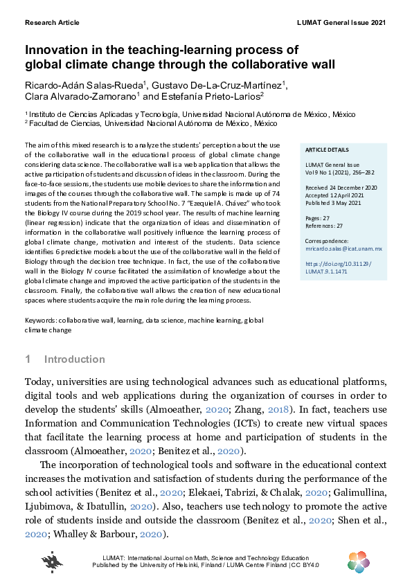 (PDF) Innovation in the teaching-learning process of