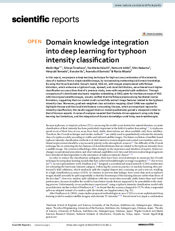 (PDF) Domain knowledge integration into deep learning for typhoon intensity classification