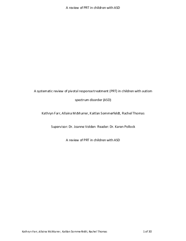 (PDF) A systematic review of pivotal response treatment (PRT) in ...