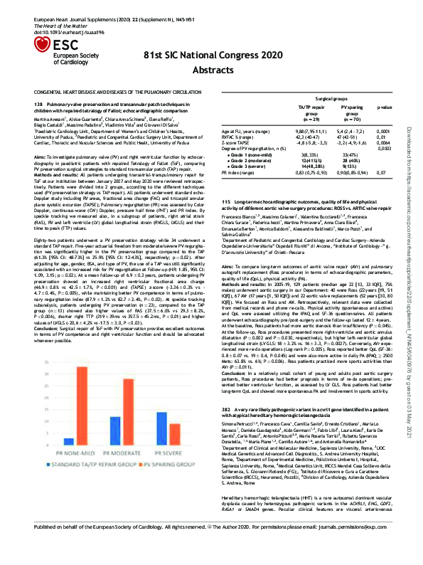 (PDF) 138 Pulmonary valve preservation and transannular patch ...