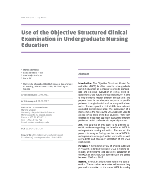(PDF) Use of the Objective Structured Clinical Examination in ...