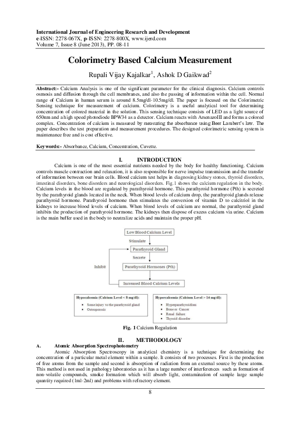 (PDF) Colorimetry Based Calcium Measurement