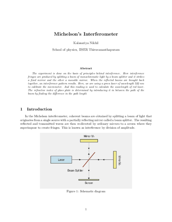 (PDF) Michelson's Interferometer