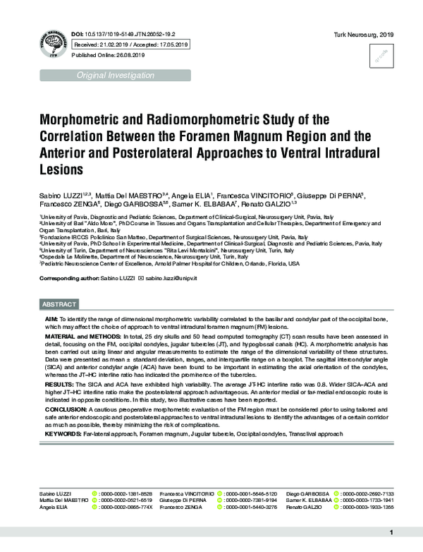 (PDF) Morphometric and radiomorphometric study of the correlation between the foramen magnum ...