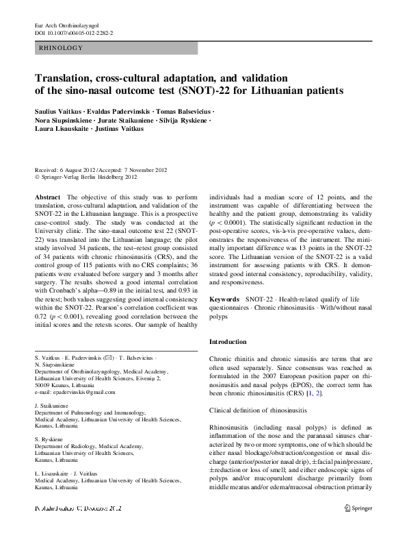 (PDF) Translation, cross-cultural adaptation, and validation of the ...