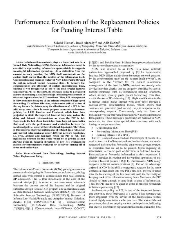 (PDF) Performance Evaluation of the Replacement Policies for Pending ...