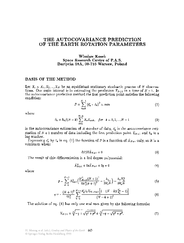 (PDF) The Autocovariance Prediction of the Earth Rotation Parameters