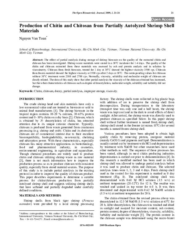 (PDF) Production of Chitin and Chitosan from Partially Autolyzed Shrimp ...