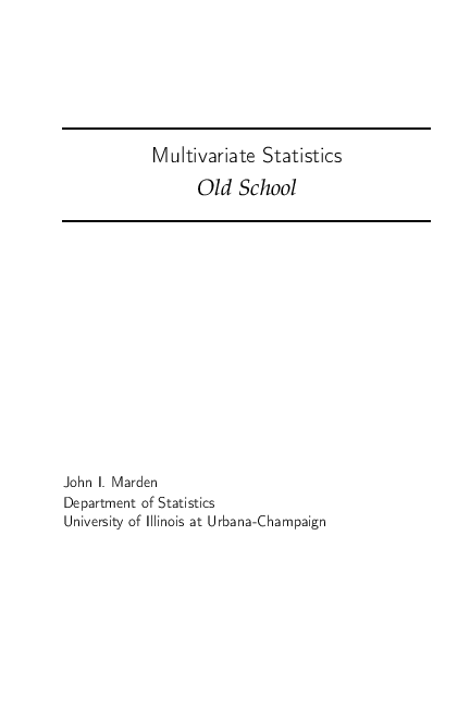 (PDF) Multivariate Statistics