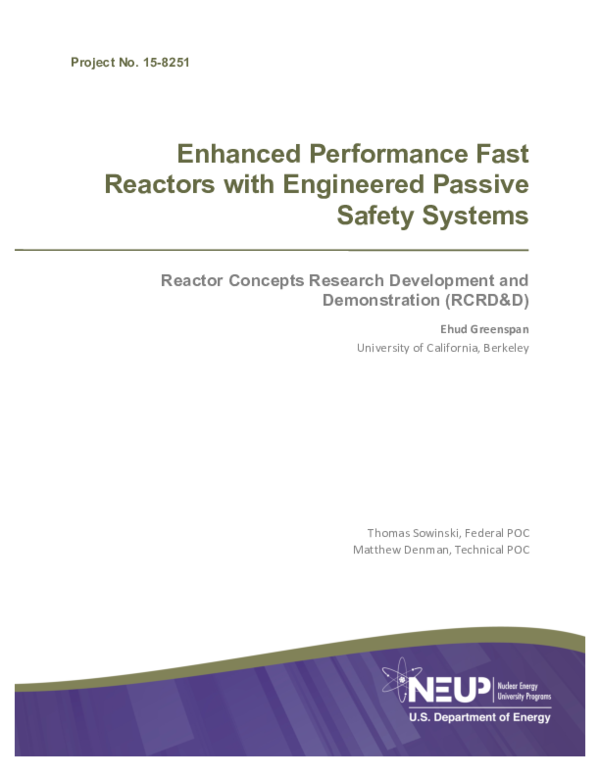 (PDF) Enhanced Performance Fast Reactors with Engineered Passive Safety ...